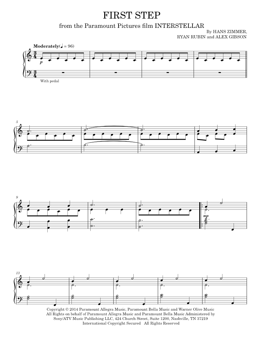first step Sheet music for Piano: Music Notes