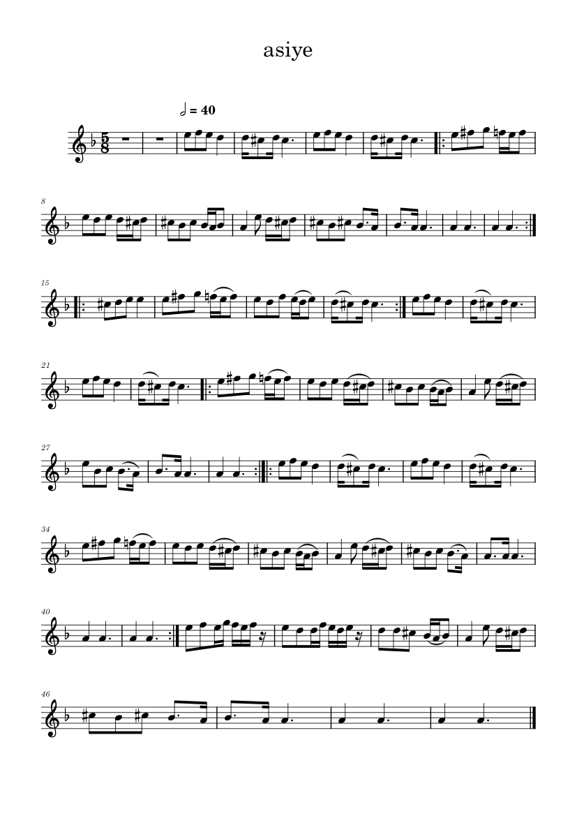 Oy Asiye Asiye – Turkey Folk Song asiye Sheet music for Piano (Solo) | Musescore.com