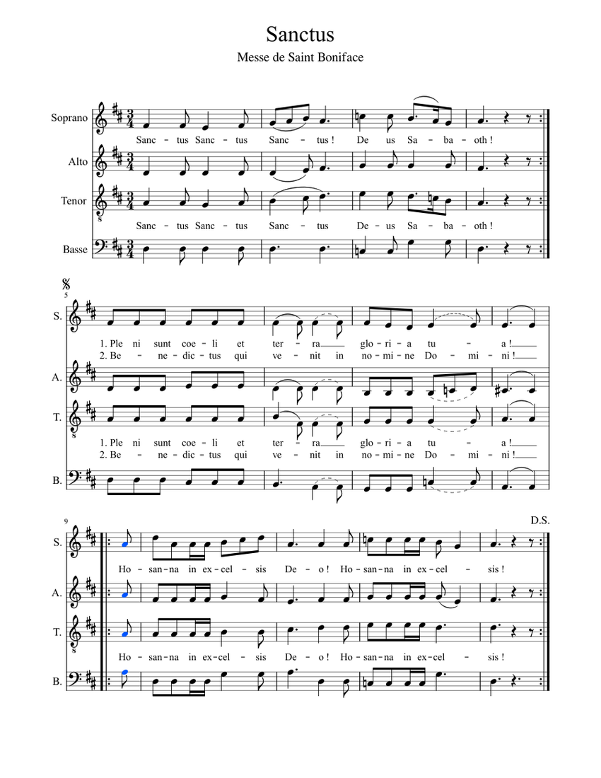 Sanctus_messe_Saint_Boniface Sheet music for Bass voice (Solo ...