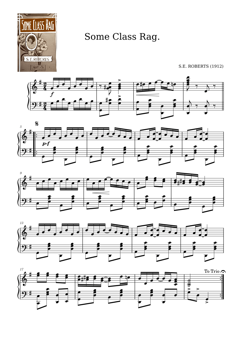Some Class Rag by S.E. Roberts (1912) Sheet music for Piano (Solo ...