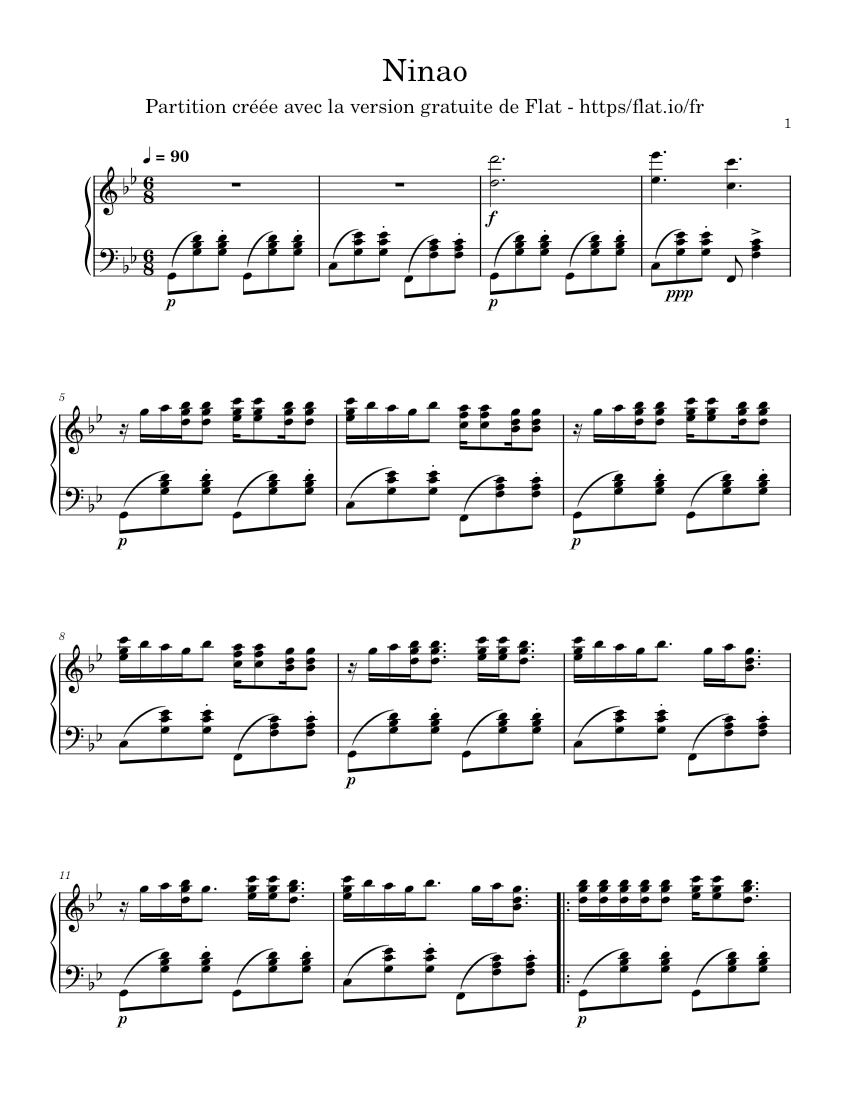 NINAO – Gims Sheet Music for Piano (Solo) | MuseScore.com