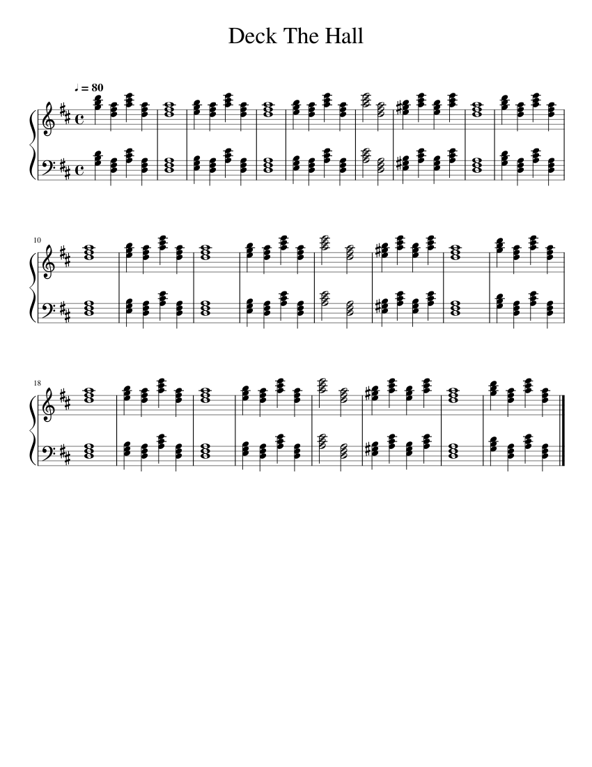 Deck The Hall Sheet music for Piano (Solo) Easy | Musescore.com