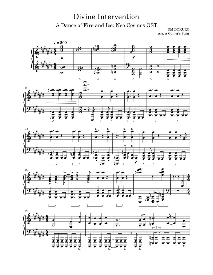 Divine Intervention – DM DOKURO | A Dance of Fire and Ice - Neo Cosmos Sheet music for Piano ...