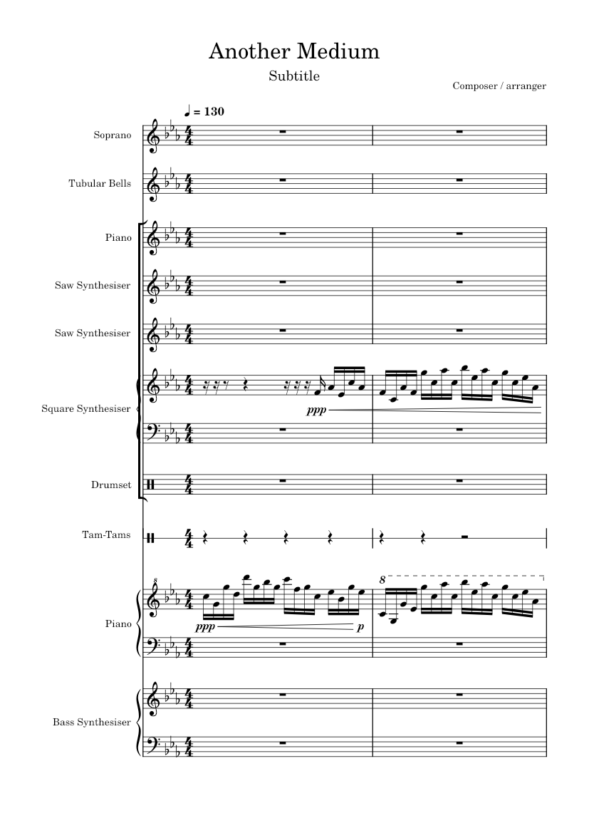 Another Medium – Toby Fox (Arrangement) Sheet music for Piano, Bass guitar, Drum group, Tubular ...