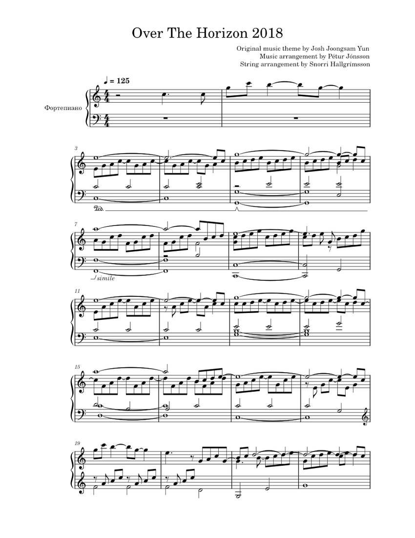 Over The Horizon 2018 Sheet music for Piano, Strings group (Mixed ...