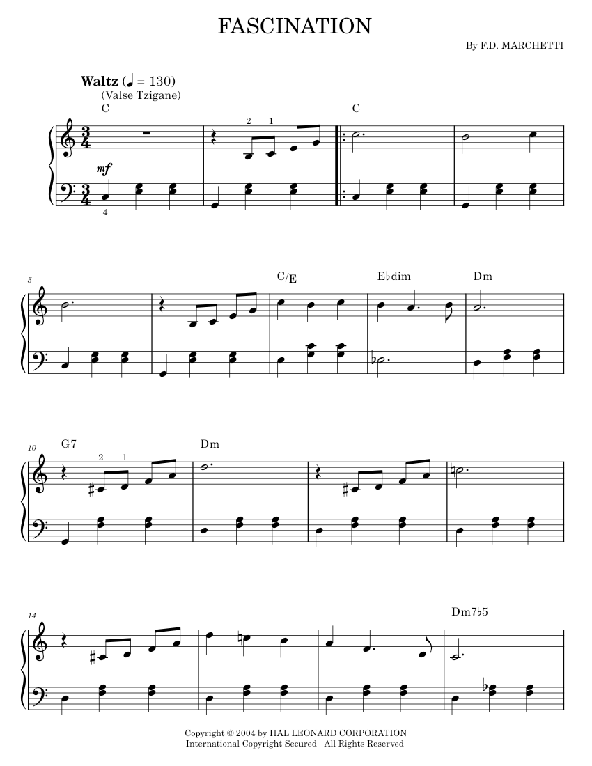 Fascination (Valse Tzigane) Sheet music for Piano: Music Notes