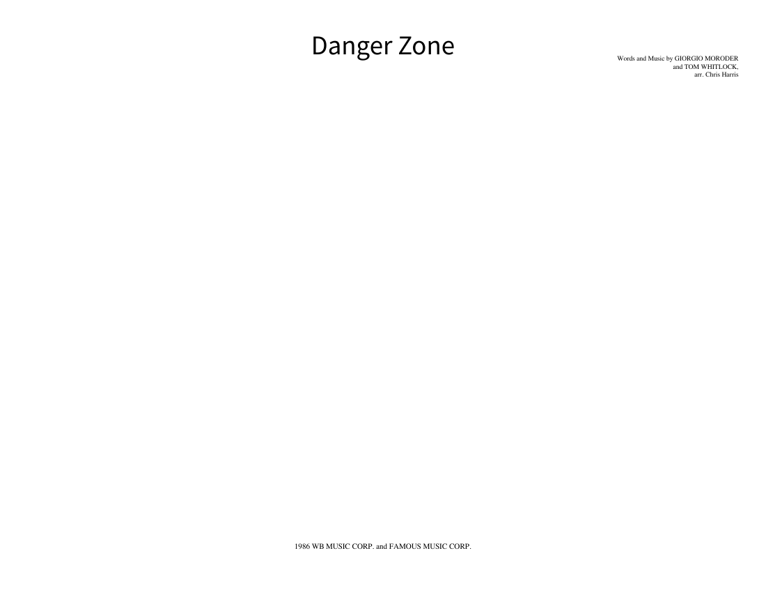 Danger Zone for Pep Band Sheet Music for Trombone, Tuba, Flute ...