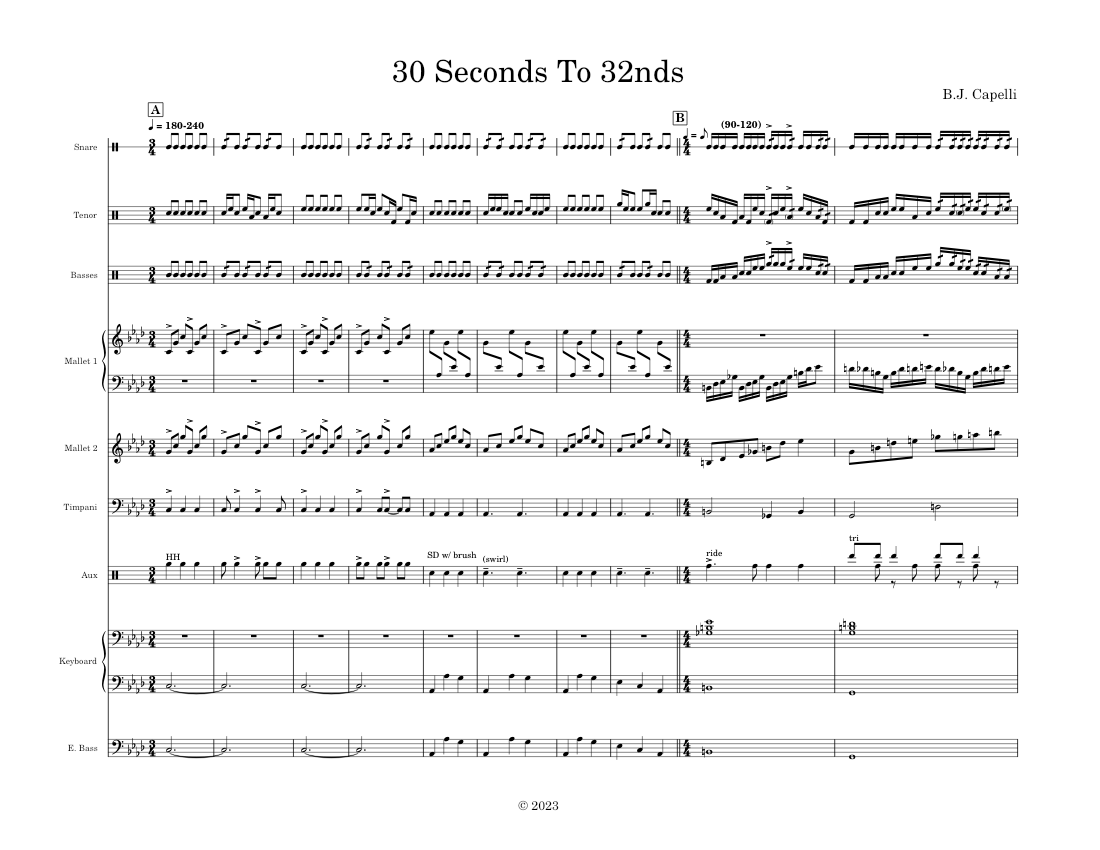 30 Seconds To 32nds Sheet music for Piano, Timpani, Vibraphone, Snare ...