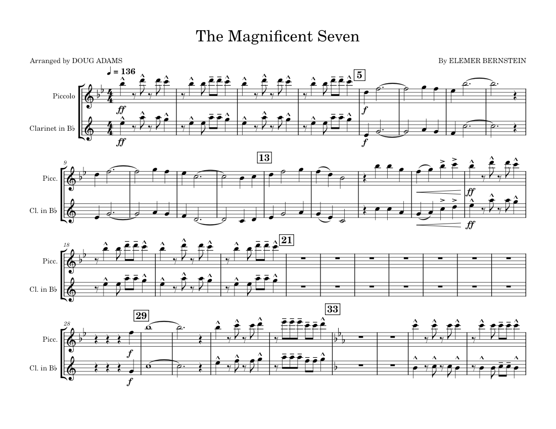 The magnificent seven – Elmer Bernstein The Magnificent Seven Sheet ...