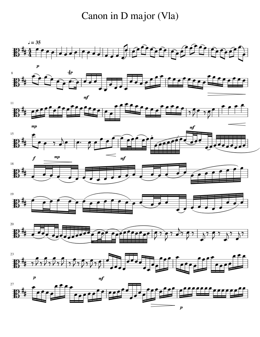 Canon_in_D_major_(Vla) Sheet music for Viola (Solo) | Musescore.com