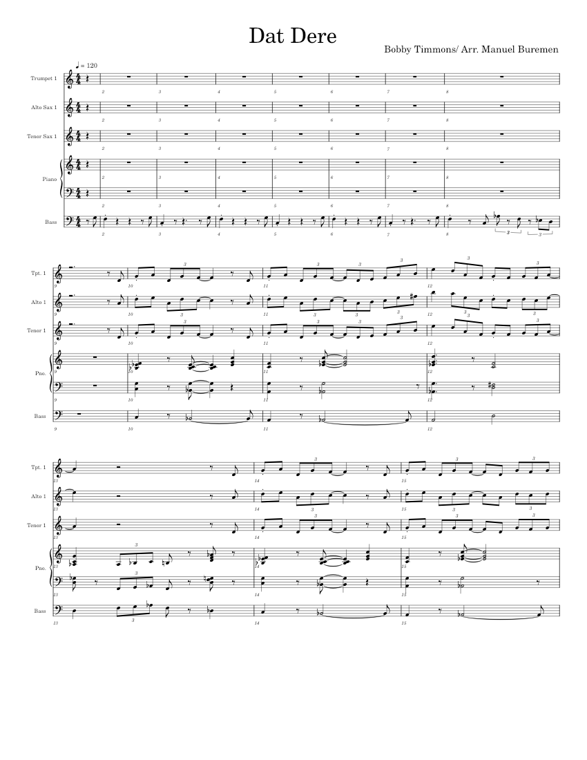 Dat Dere – Cannonball Adderley Sheet music for Piano, Saxophone alto ...