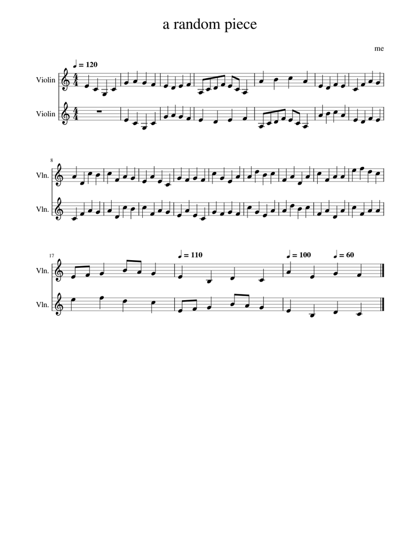 Repeat Bars Sheet music for Violin (String Duet) | Musescore.com