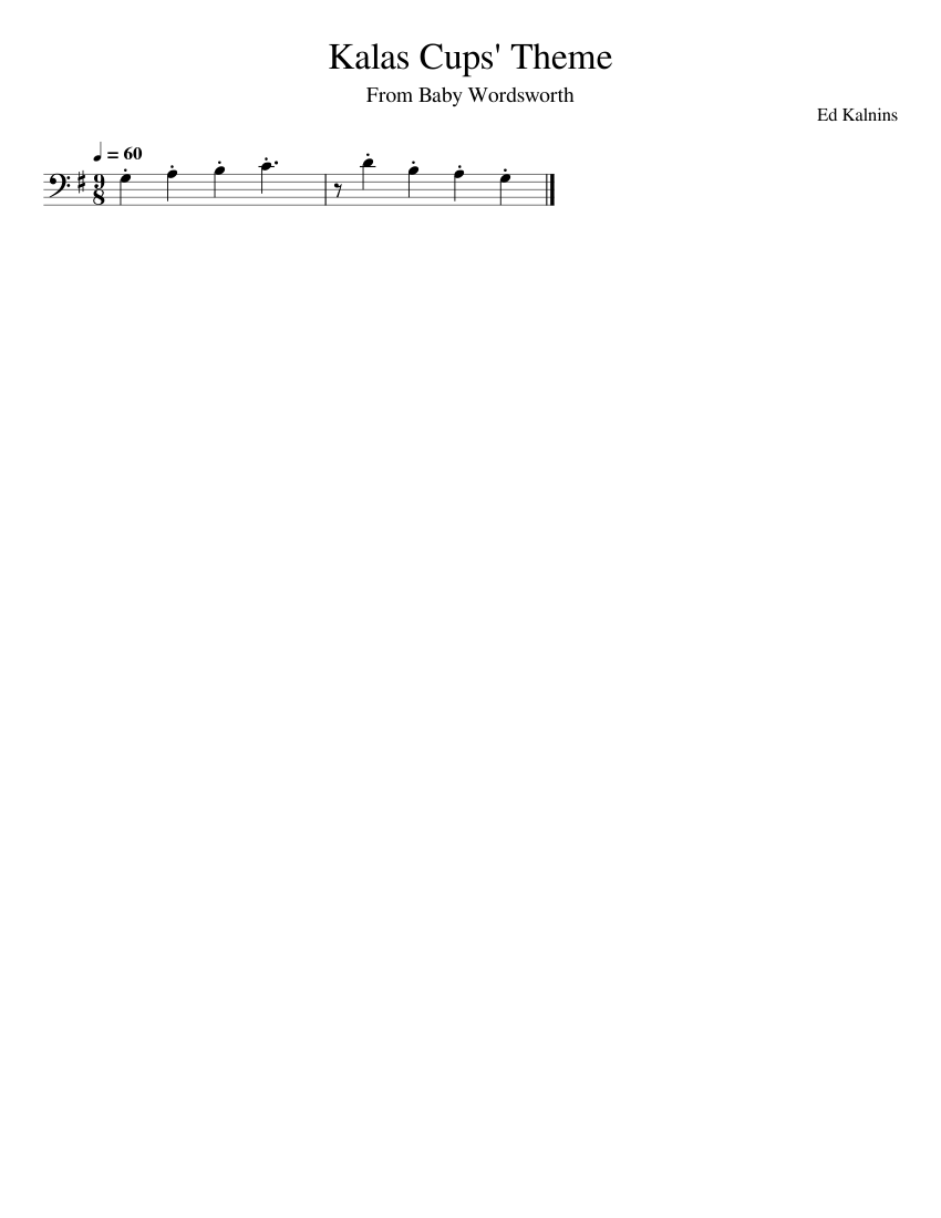 Kalas Cups' Theme - Baby Wordsworth Sheet music for Bass guitar (Solo ...
