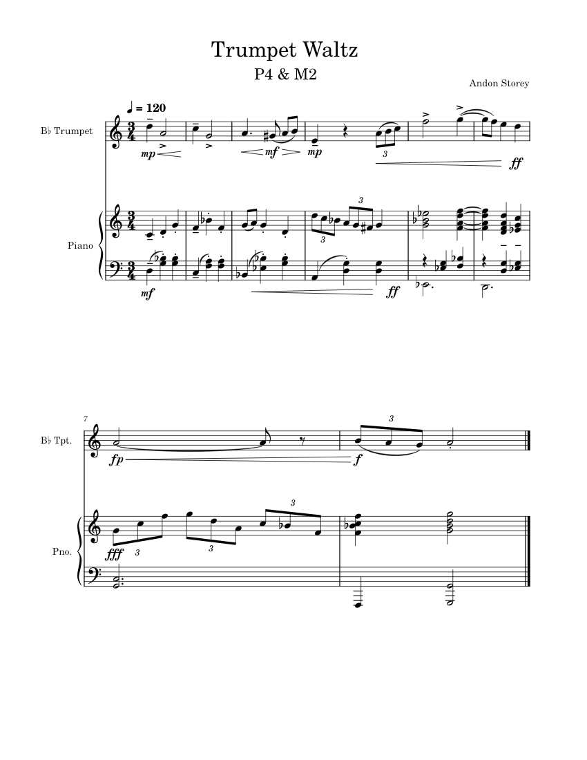 Trumpet Waltz. Roose.0835 – Misc tunes Trumpet Waltz Sheet music for Piano, Trumpet in b-flat ...