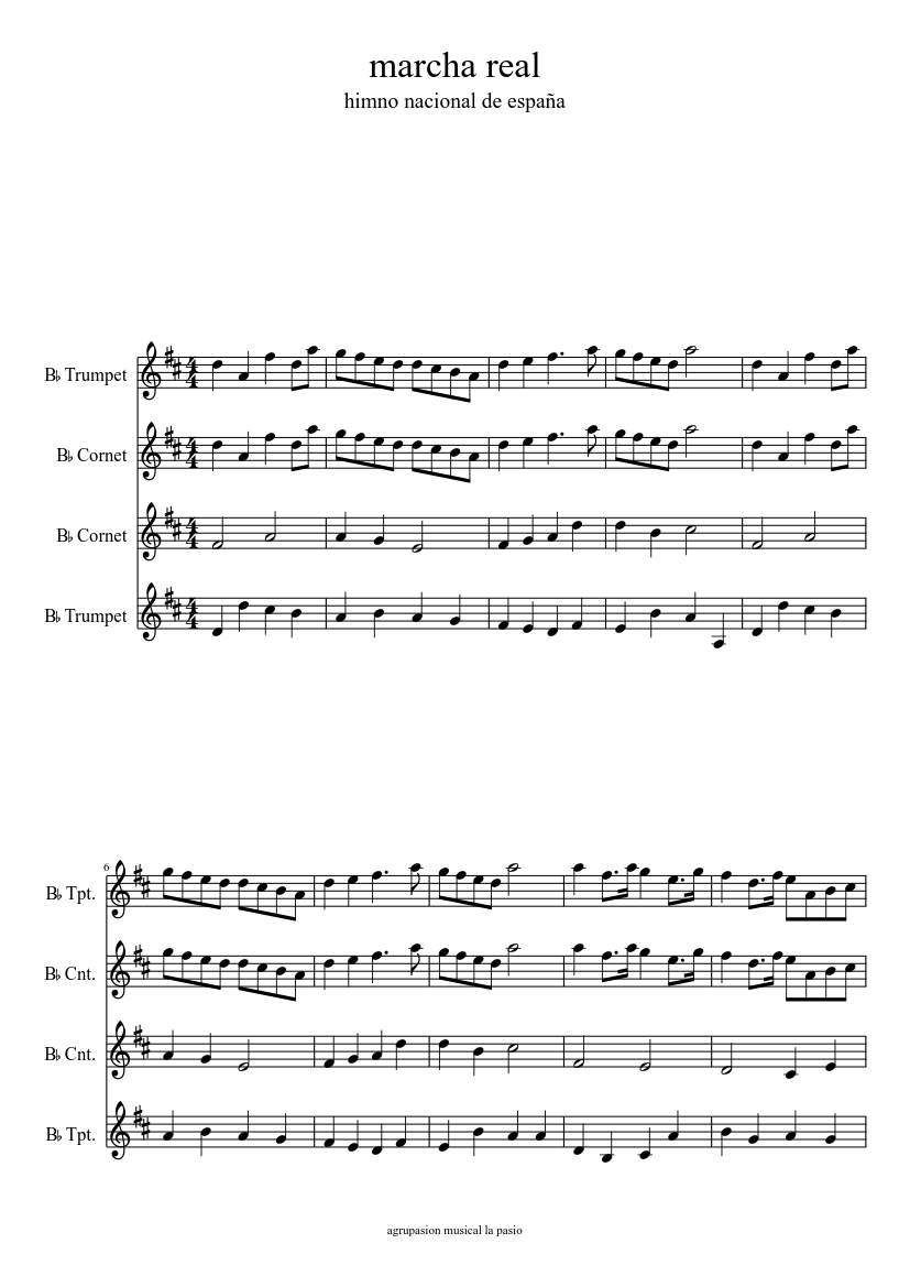 MARCHA REAL ESPAÑOLA Sheet music for Trumpet other (Brass Duet ...