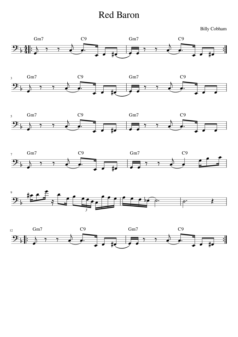 Red Baron - bass Sheet music for Piano (Solo) | Musescore.com