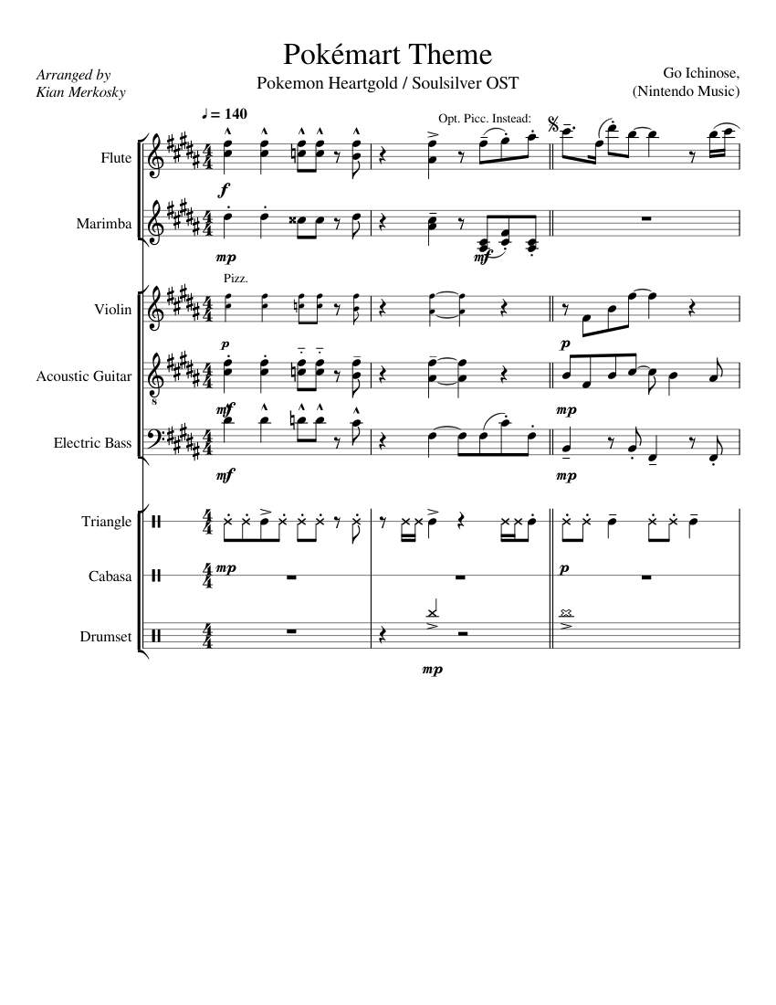 Pokémart Theme - Pokémon Gold / Silver, Heartgold / Soulsilver Sheet ...