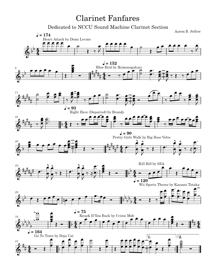 NCCU Clarinet Fanfares Sheet Music for Clarinet other (Marching Band ...