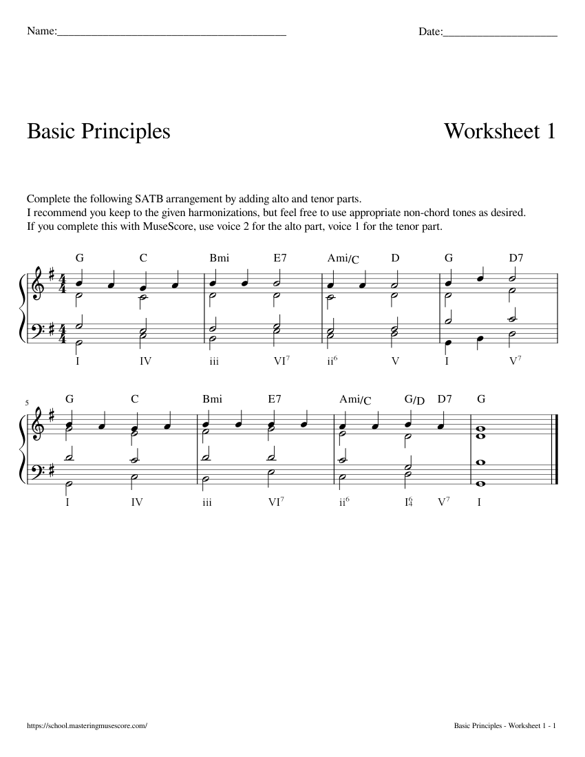 Basic_Principles_Worksheet_1 Sheet music for Piano (Solo) Easy | Musescore.com