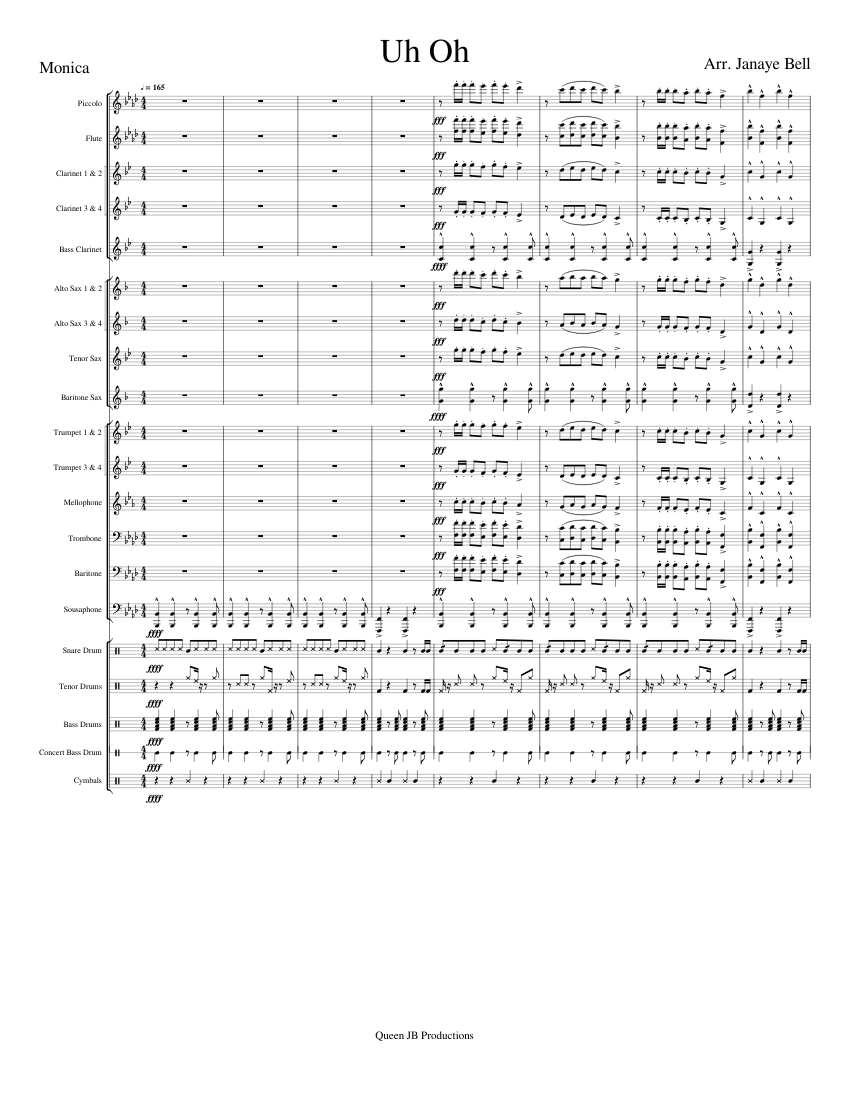 Uh Oh- Monica Sheet music for Trombone, Tuba, Flute piccolo, Flute ...