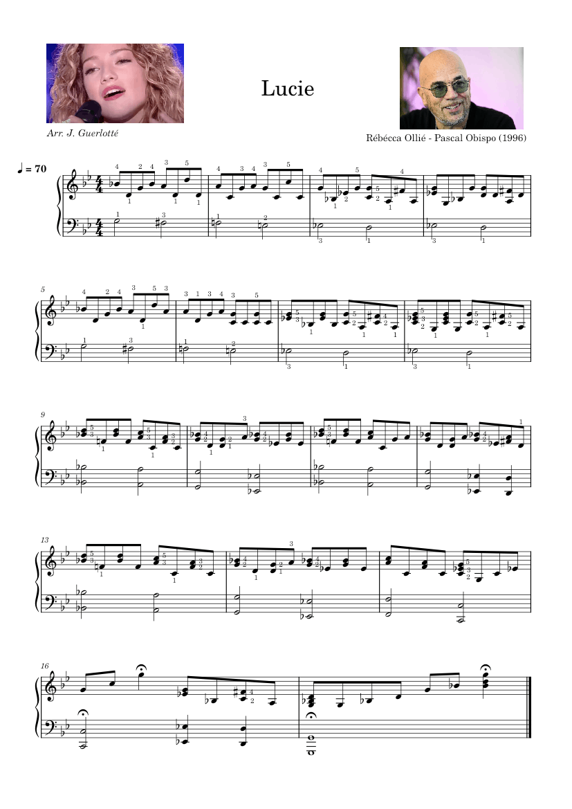 Lucie – Pascal Obispo Sheet music for Piano (Solo) | Musescore.com