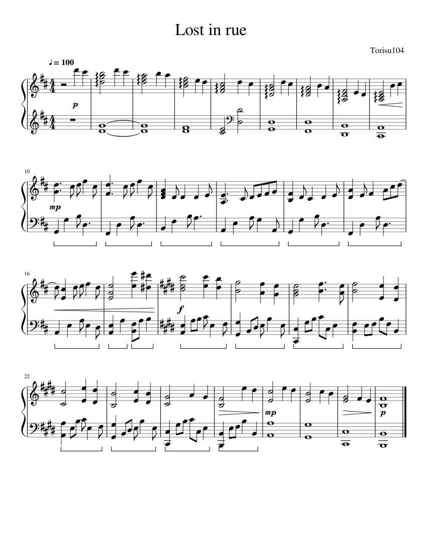 Lost in rue Sheet music for Piano (Solo) Easy | Musescore.com