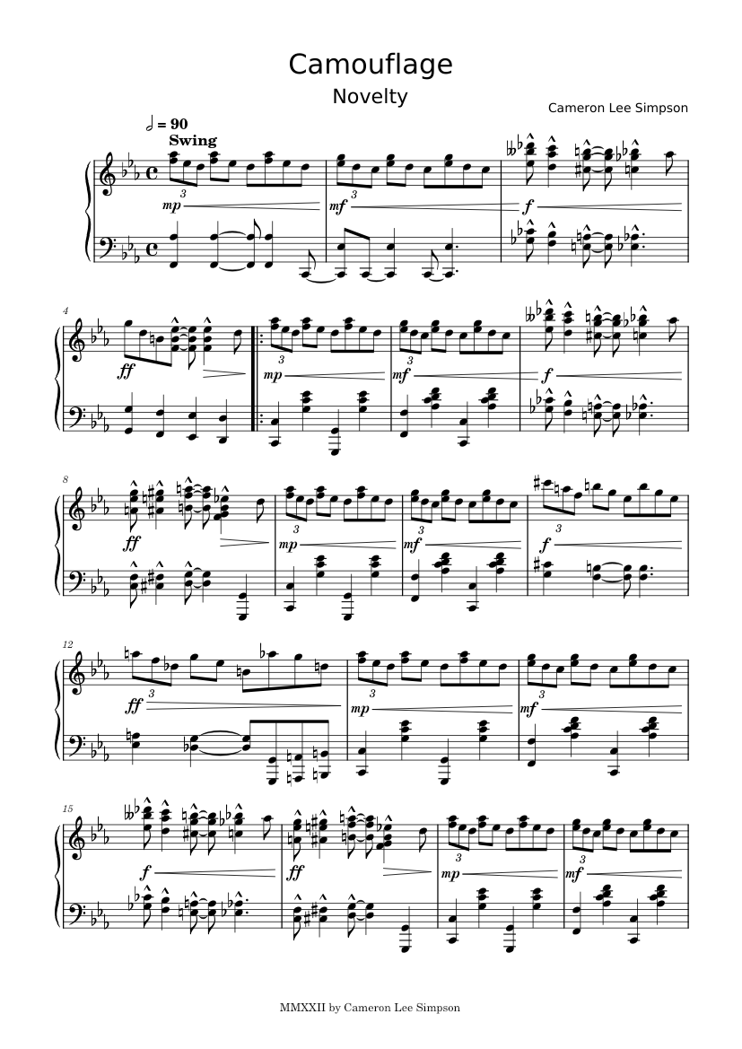 Camouflage Sheet music for Piano (Solo) | Musescore.com