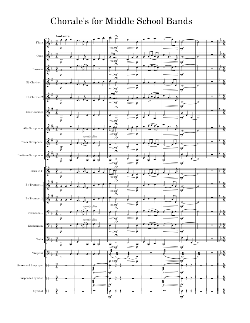 chorale's for Middle School Bands Sheet music for Trombone, Tuba, Flute ...