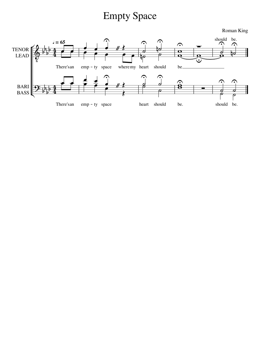 Empty Space - original barbershop tag Sheet music for Tenor, Bass ...