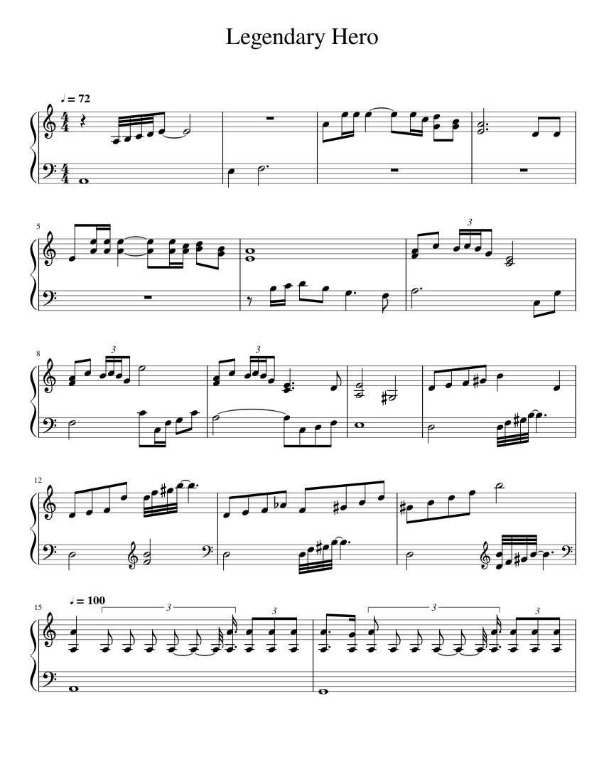 Legendary Hero Sheet music for Piano (Solo) | Musescore.com