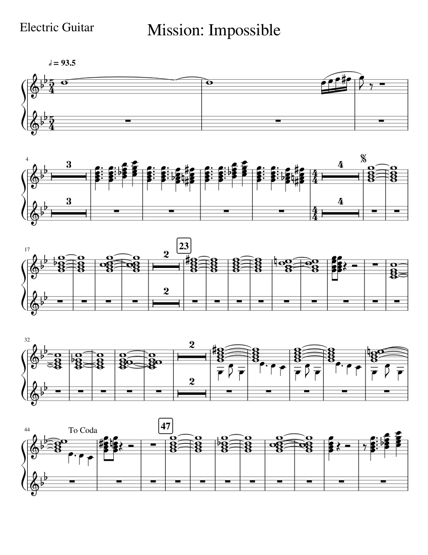 Mission Impossible Guitar Chords
