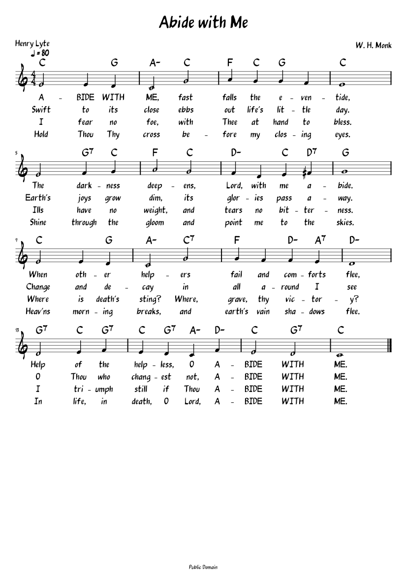 Abide With Me (Lead sheet with lyrics ) Sheet music for Piano (Solo ...