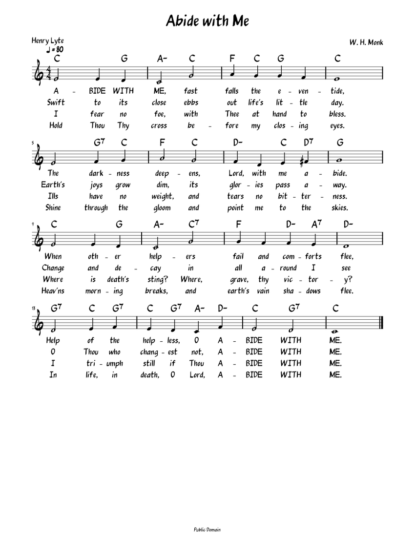 Abide With Me (Lead sheet with lyrics ) Sheet music for Piano (Solo ...