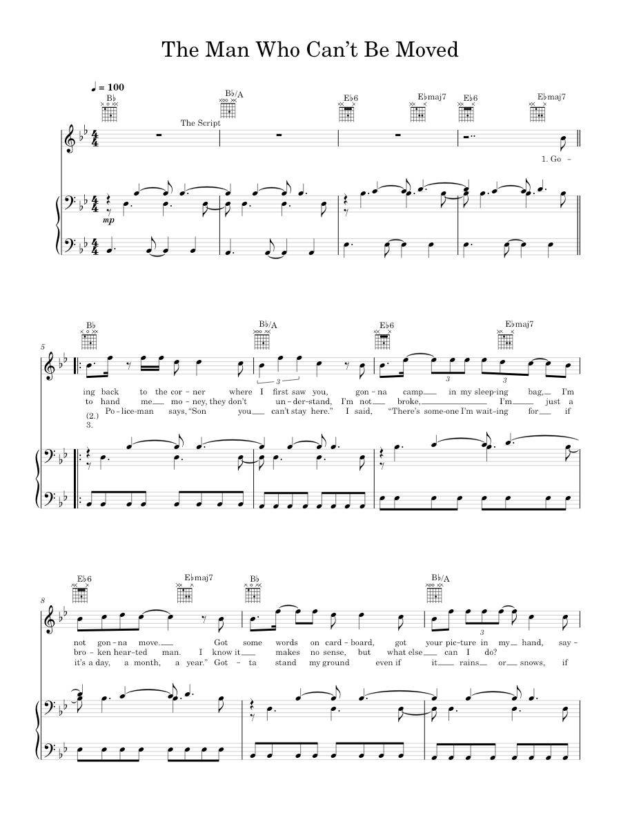 Play Official version of The Man Who Can't Be Moved Sheet Music by The ...