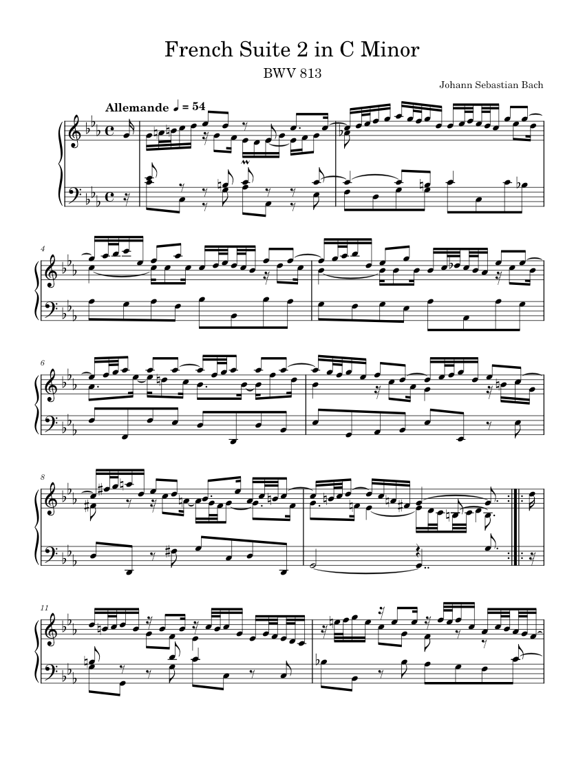 French Suite No.2 in C minor, BWV 813 – Johann Sebastian Bach French ...