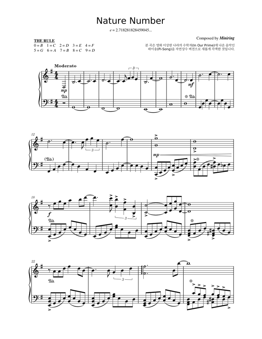 Nature Number - 2.71828... Sheet music for Piano (Solo) | Musescore.com