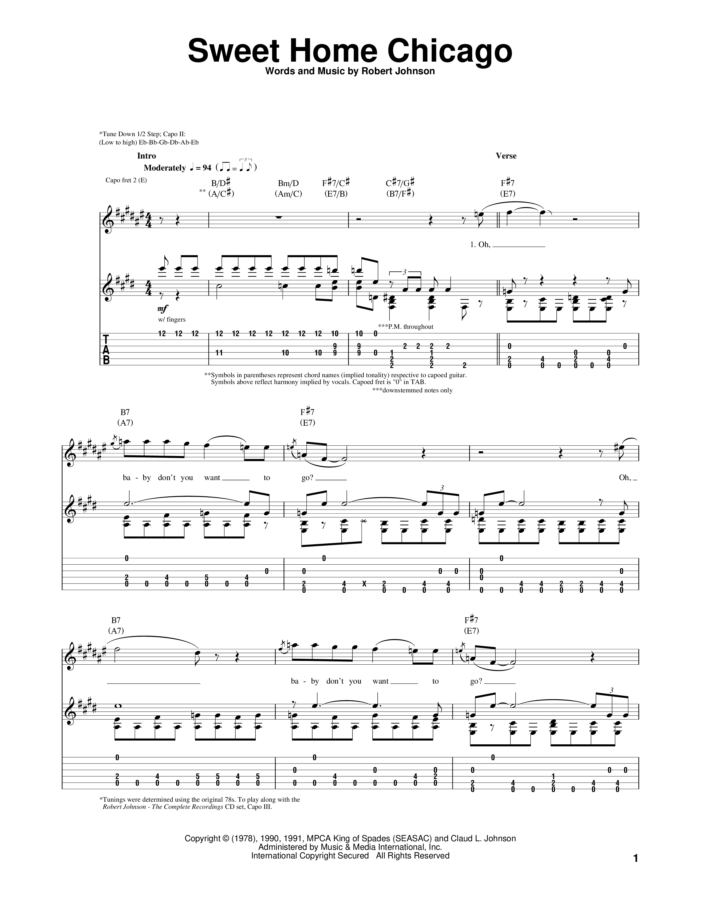 Play Official version of Sweet Home Chicago sheet music by Robert ...