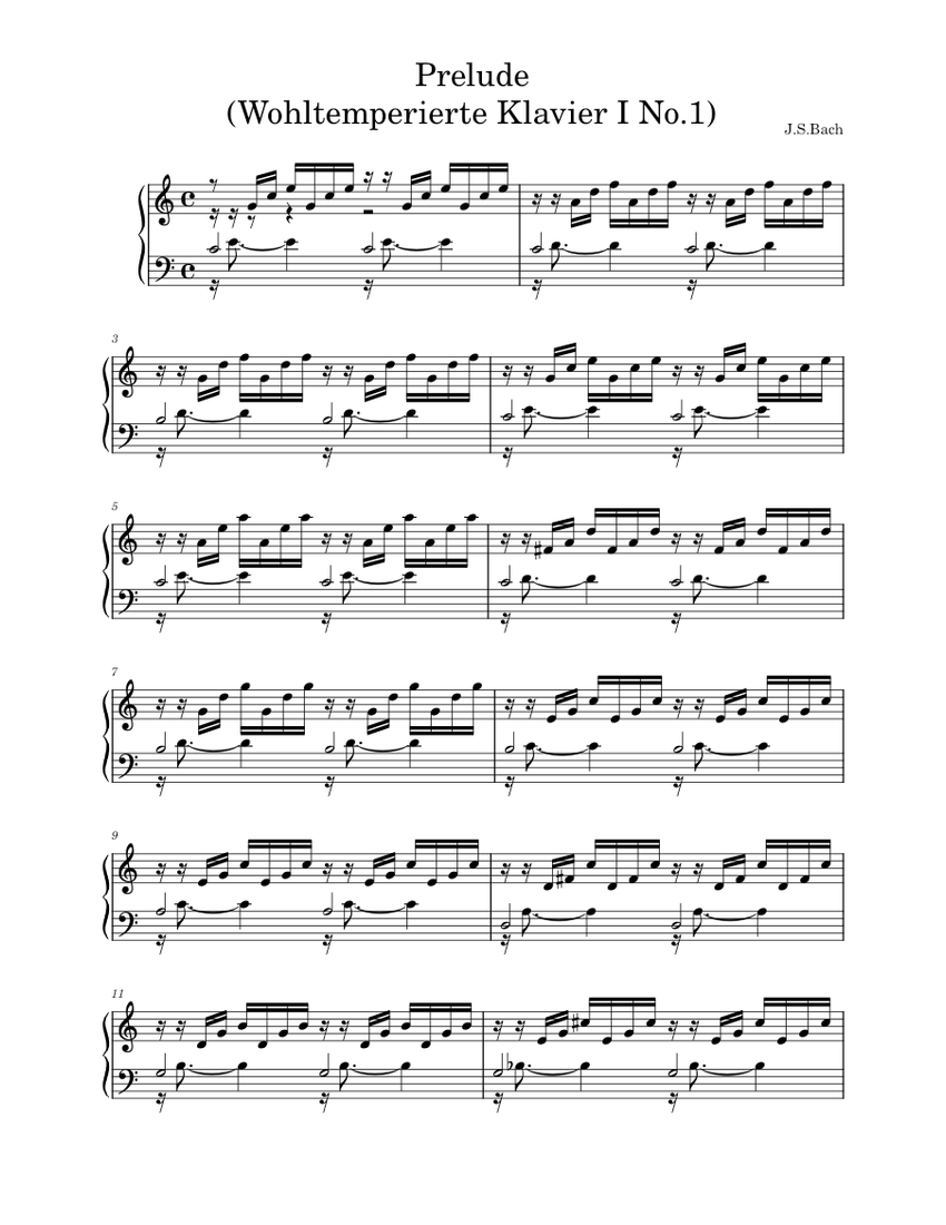 Prelude – Johann Sebastian Bach Sheet music for Piano (Solo) Easy ...