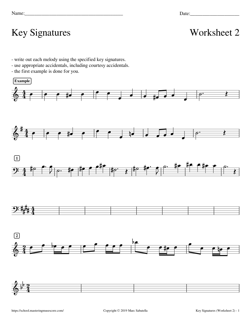 Key Signatures (Worksheet 2) Sheet music for Piano (Solo) Easy ...