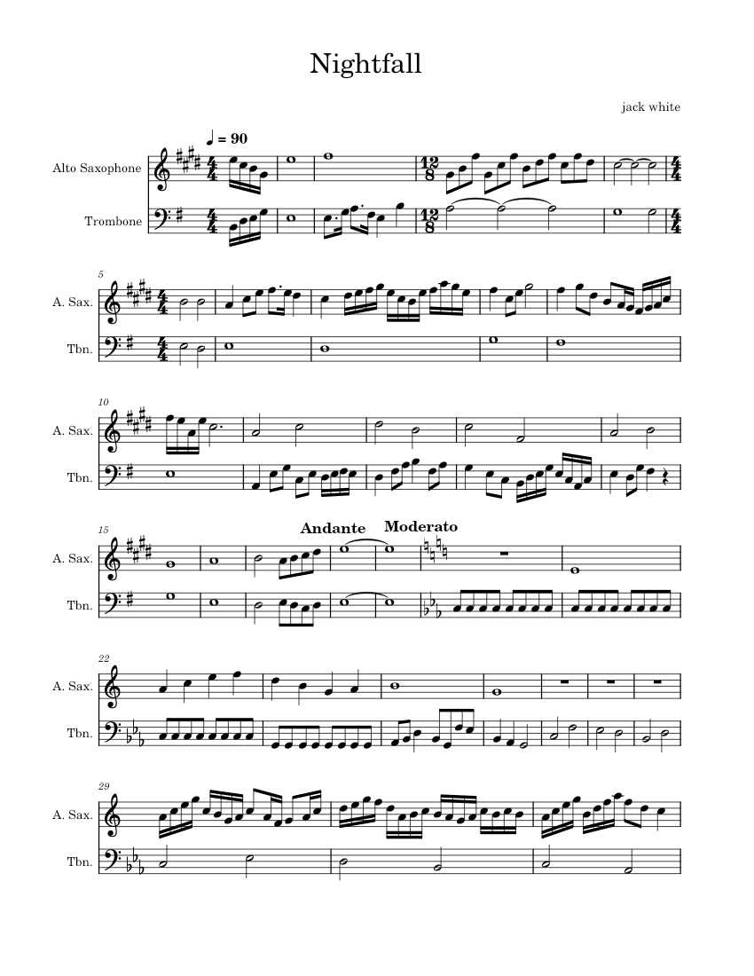 Nightfall Sheet music for Trombone, Saxophone alto (Brass Duet ...