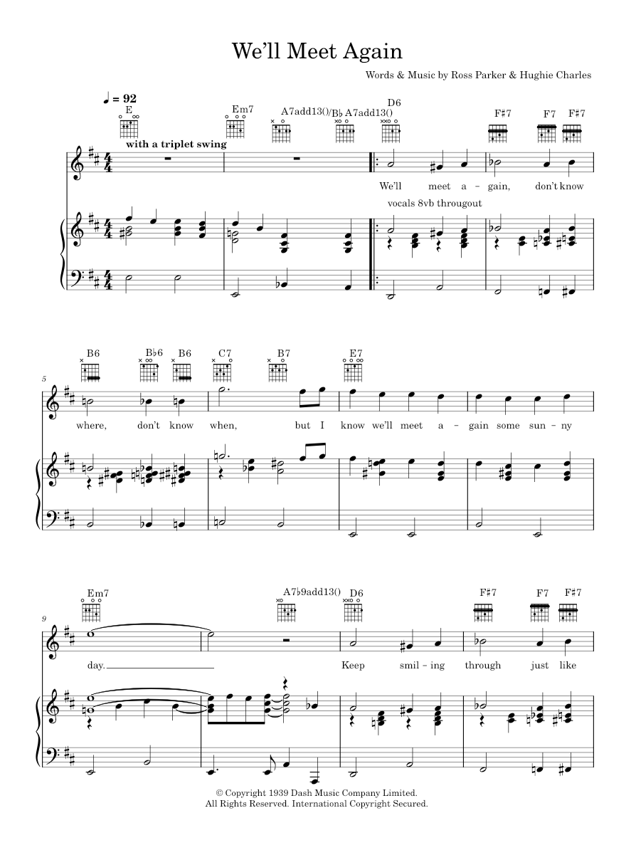 Play Official version of We'll Meet Again sheet music by Katherine ...
