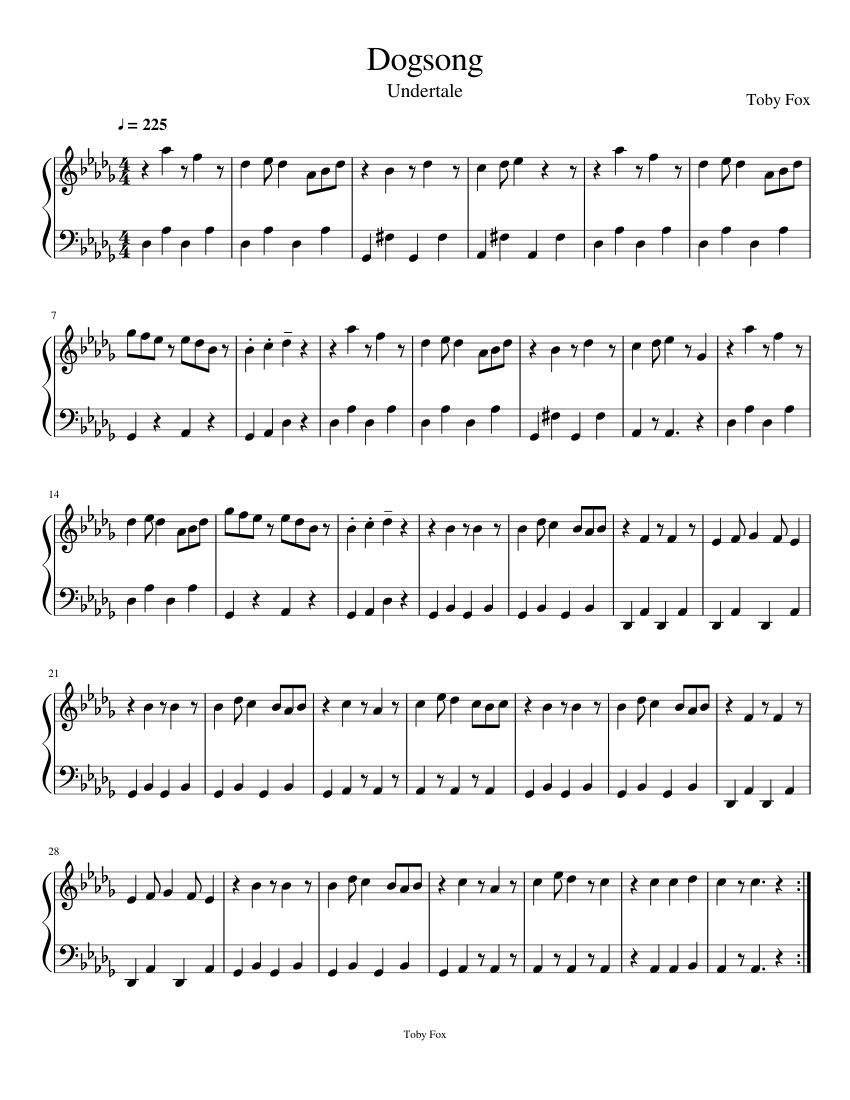 Dogsong from Undertale Sheet Music for Piano (Solo) Easy | MuseScore.com