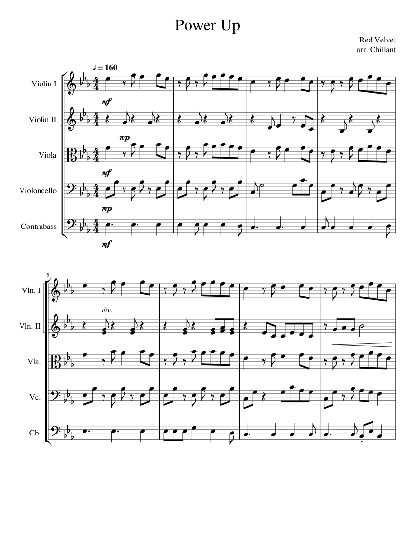 Power Up (for String Orchestra) Sheet music for Contrabass, Violin ...