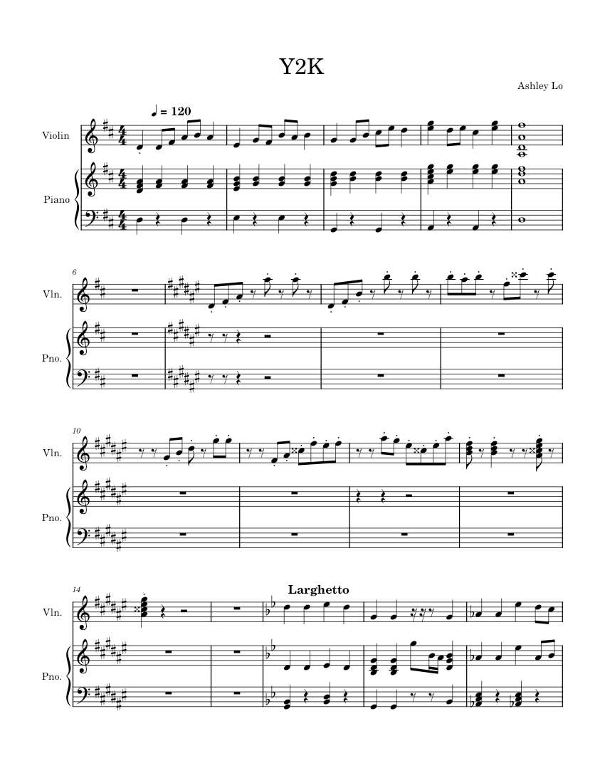 Y2K Sheet music for Piano, Violin (Solo) | Musescore.com