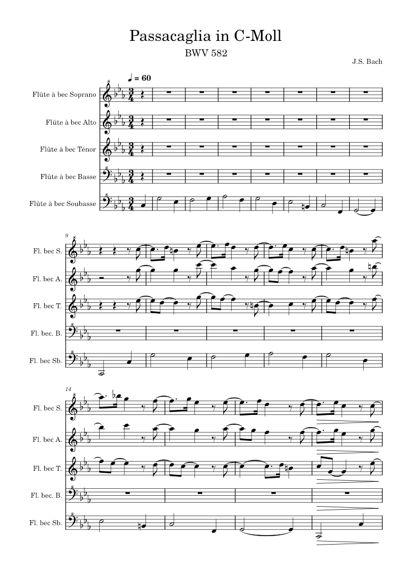 Passacaglia in C minor, BWV 582 – Johann Sebastian Bach Sheet music for ...