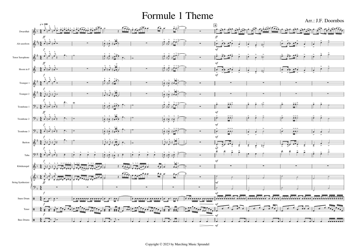 Formula 1 Theme – Brian Tyler Formula 1 Theme Sheet music for Trombone, Tuba, Celesta, Flute ...