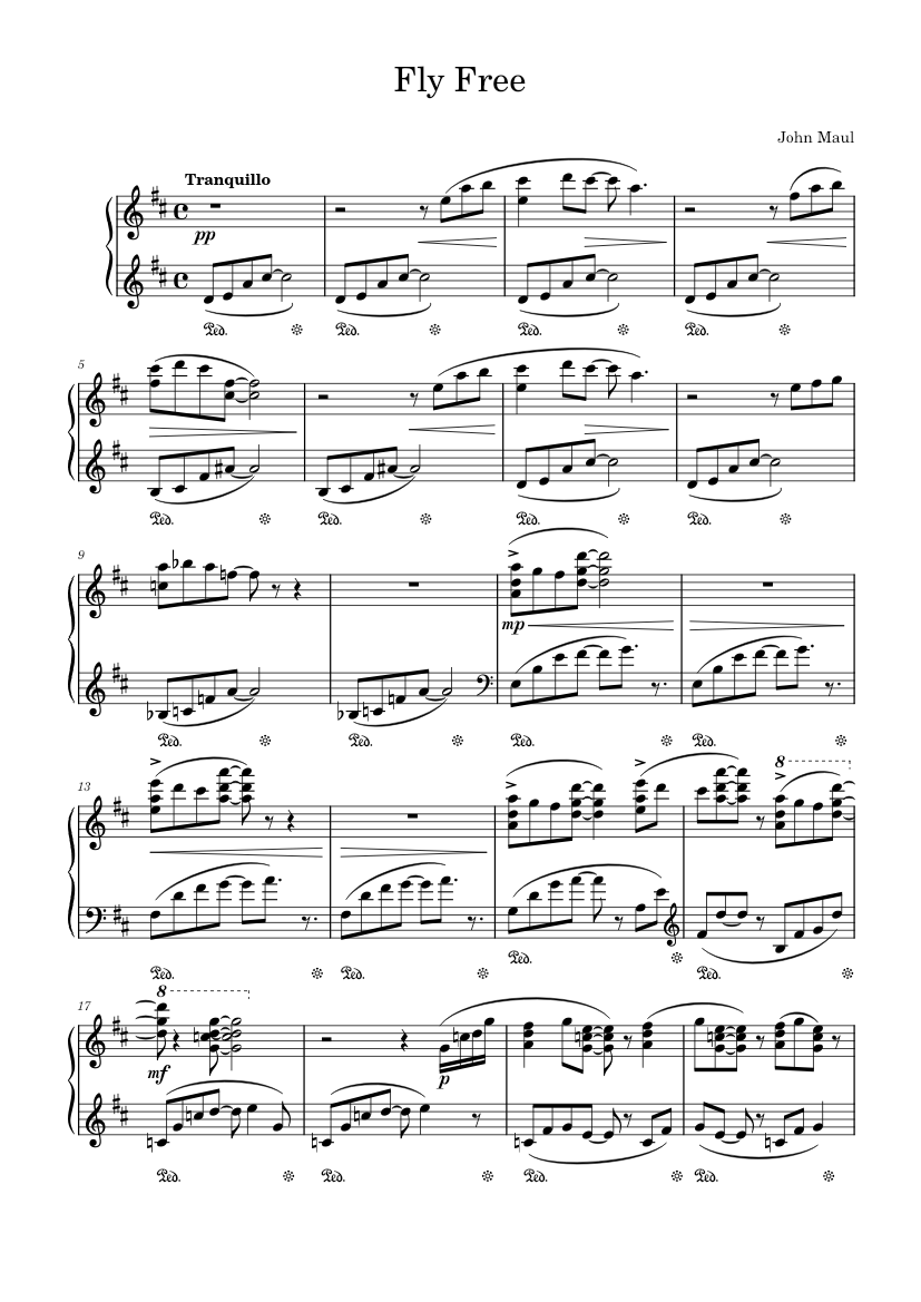Fly Free-John Maul Sheet music for Piano (Solo) | Musescore.com