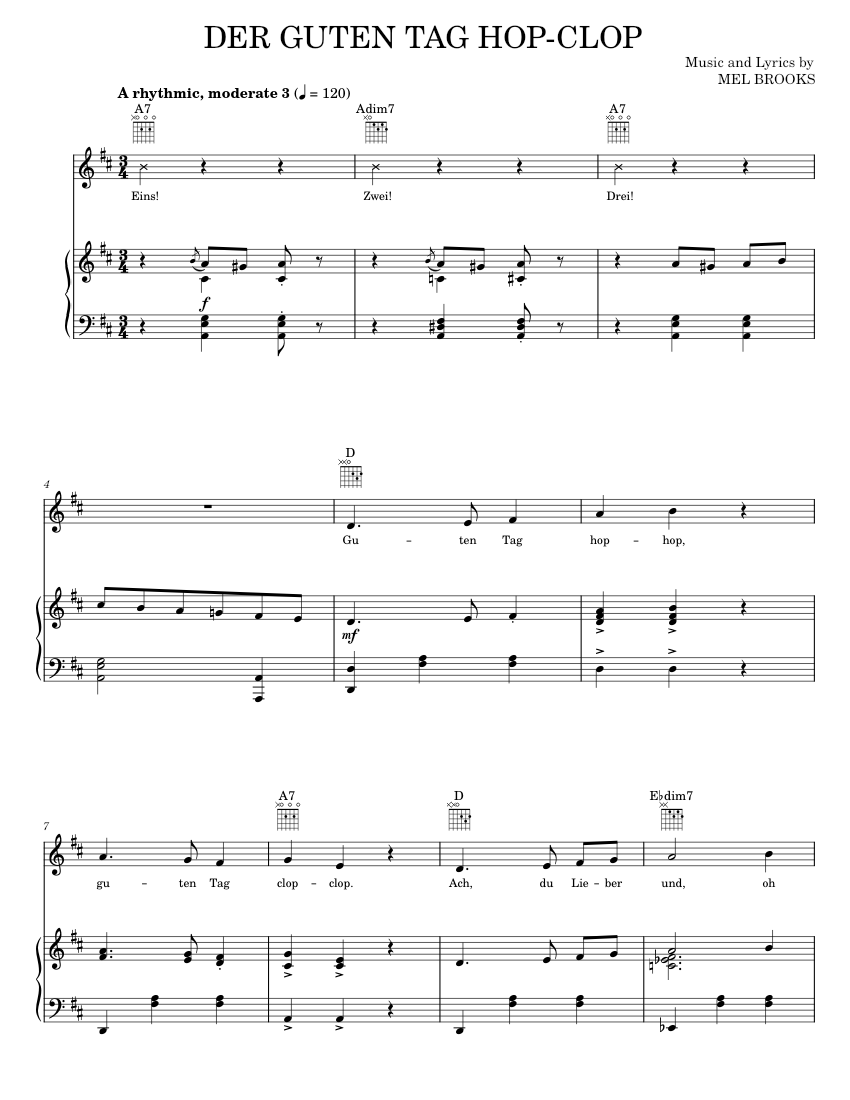 Play Official version of Der Guten Tag Hop-Clop sheet music by Mel ...