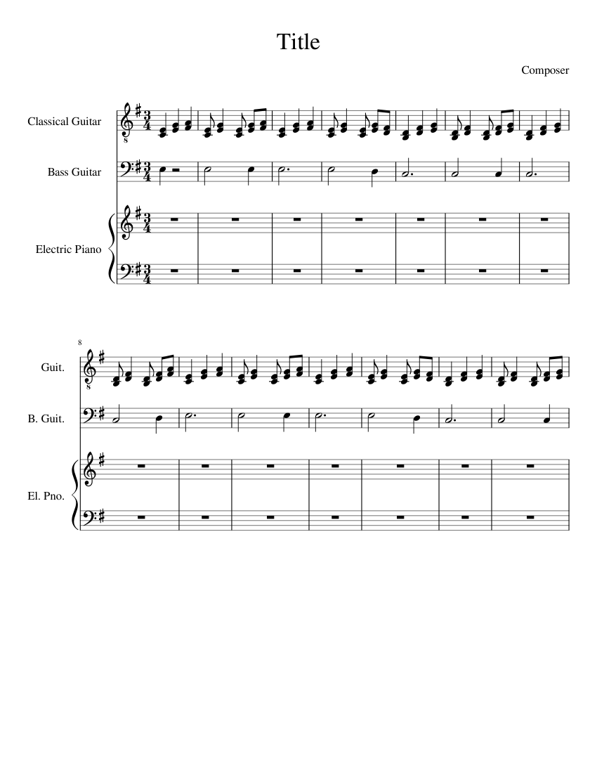 Rest Sheet music for Piano, Guitar, Bass guitar (Mixed Trio ...