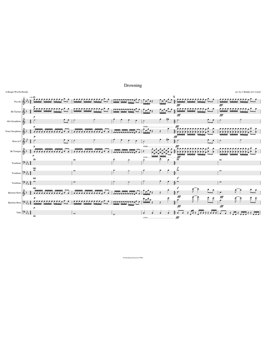Drowning - A Boogie With The Hoody Marching Band Arrangement Sheet music for Trombone, Tuba ...